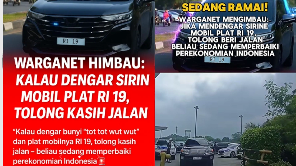 Terungkap! Plat RI 19 yang Viral Ternyata Digunakan oleh Menteri ...